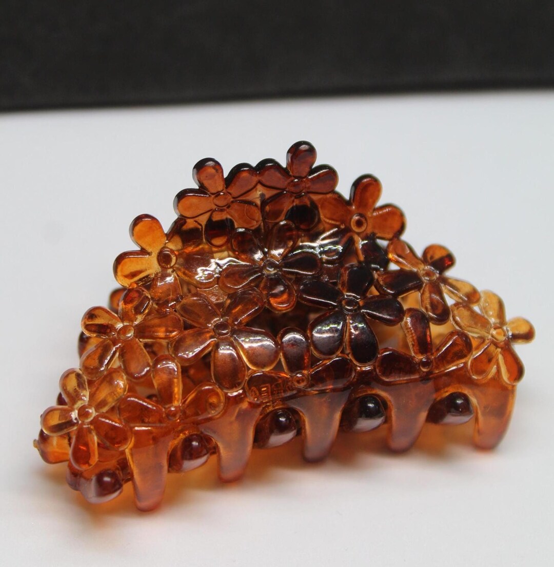 Amber Flower Cluster Hair Claw: Transparent Brown Hair Clip - Etsy