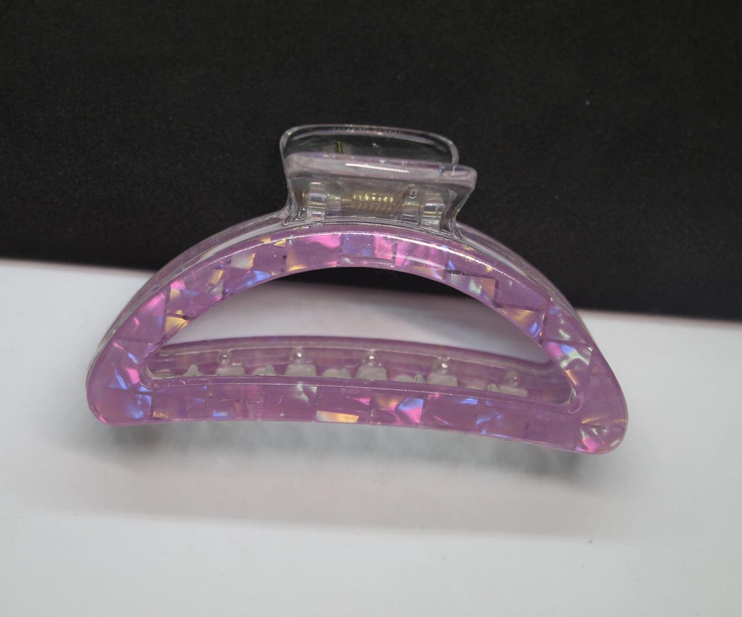 Iridescent Pink Hair Claw Clip | Holographic Acrylic Accessory - Etsy