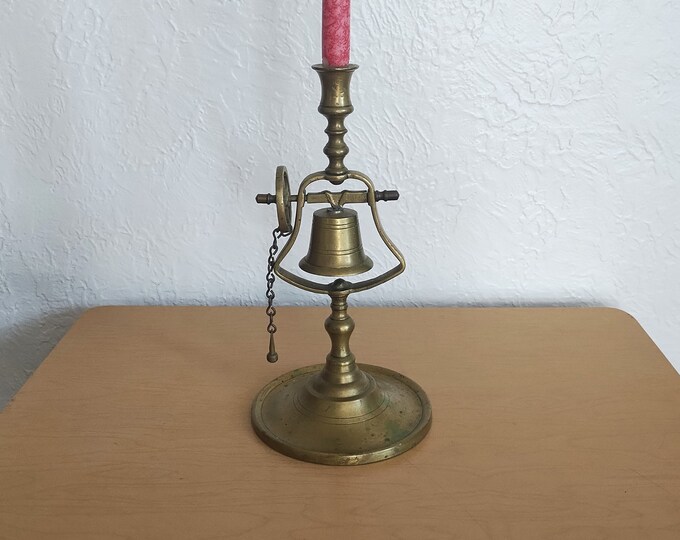 Antique Brass English Tavern Bell Candlestick, 1800s, Pub Bell, Vintage ...