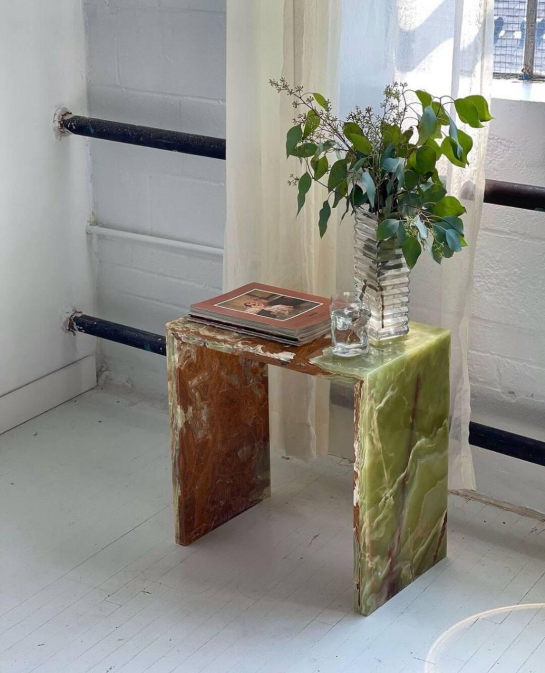 Natural Green Onyx Side Table - Etsy
