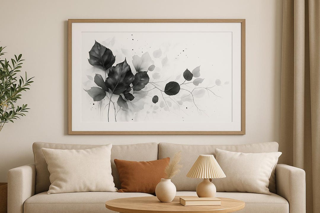 Black and White Leaf Wall Art Printable – Minimalist Botanical Digital ...