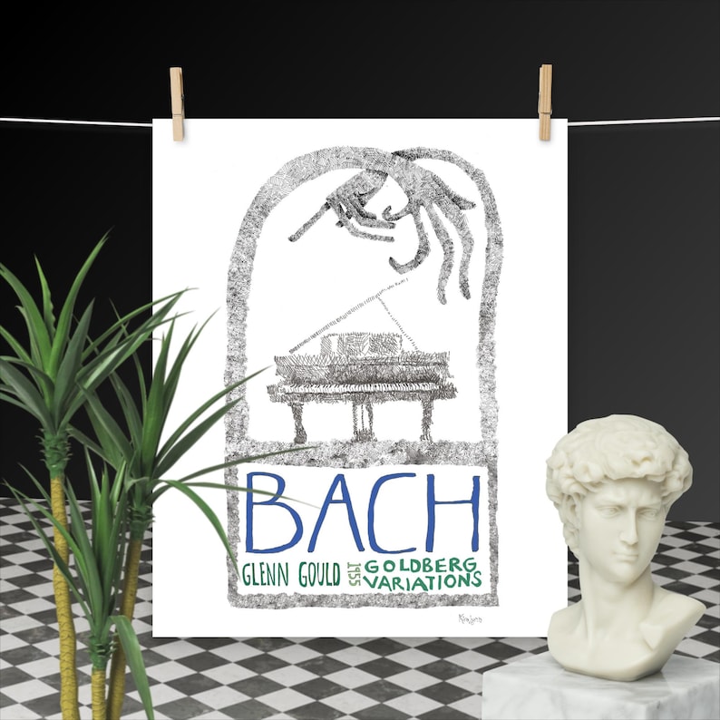 Illustrated Poster of BACH: Goldberg Variations 1955 Recording by Glenn ...