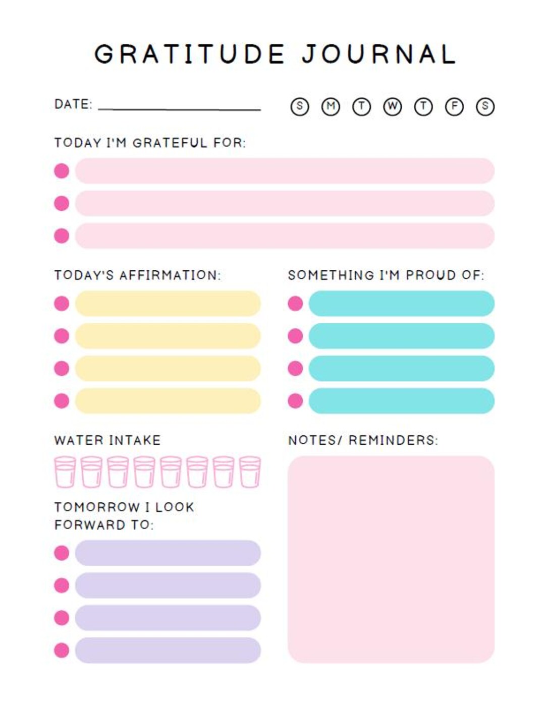 Printable Gratitude Journal Page | Daily Mindfulness & Reflection ...