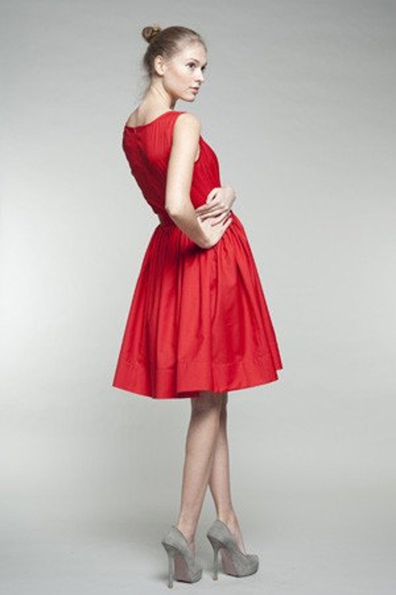 Red Party Dress Wool Dress Wedding Guest Dress Cocktail | Etsy