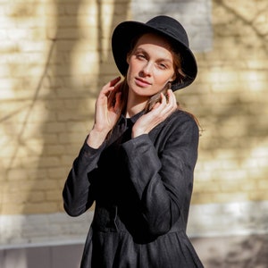 Black Linen Dress, Shirt Dress, Amish Dress, Little Black Dress, Linen ...