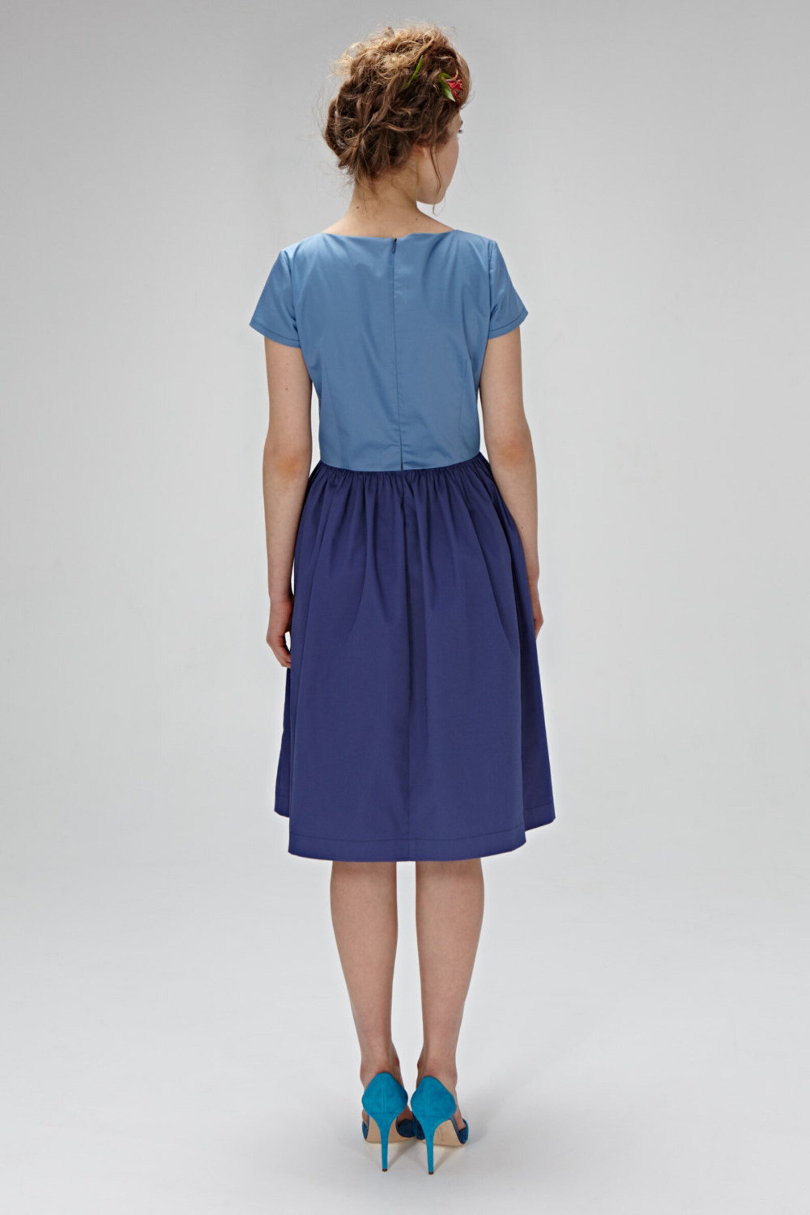 Modest Dress Blue Dress Summer Dress Pleated Dress - Etsy