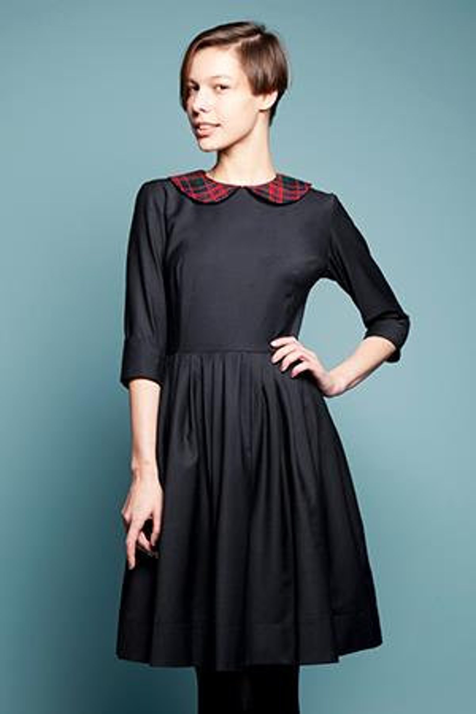 Black Dress For Women Dress With Collar Pin Up Dress 1950s | Etsy