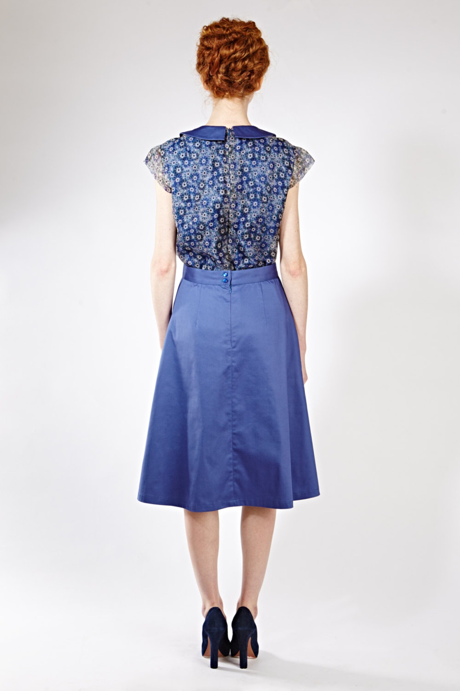 Women Top, Silk Top, Women Blue Top, Collared Top, Peter Pan Collar ...