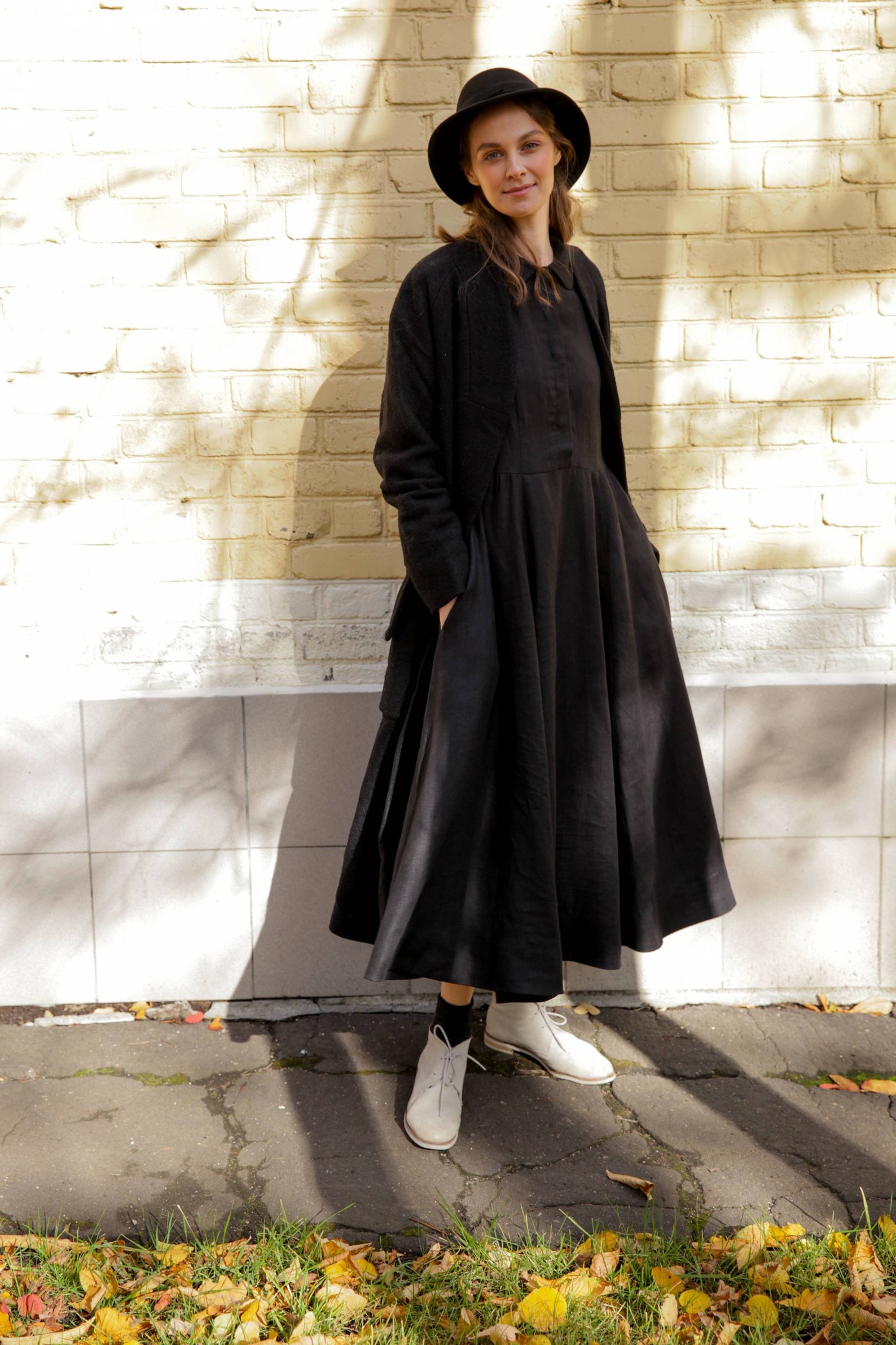 Black Linen Dress Shirt Dress Amish Dress Little Women | Etsy