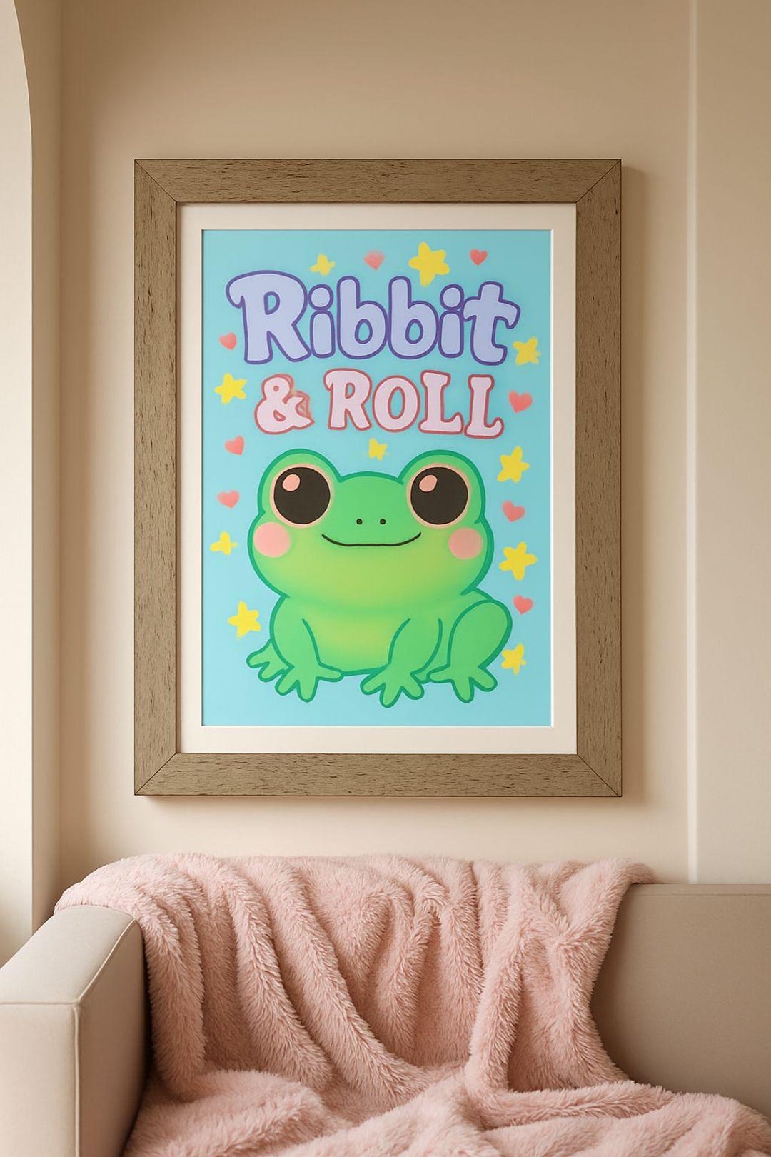 Ribbit & Roll Frog Art Print | Cute Kawaii Frog Poster | Nursery Wall ...