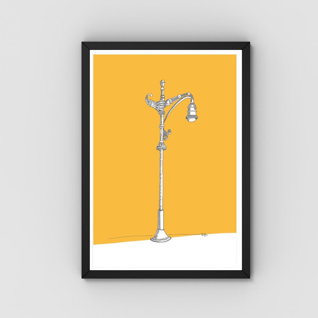 Lamp Post Art Print – Hand Drawn & Digitally Coloured Illustration | A3 ...