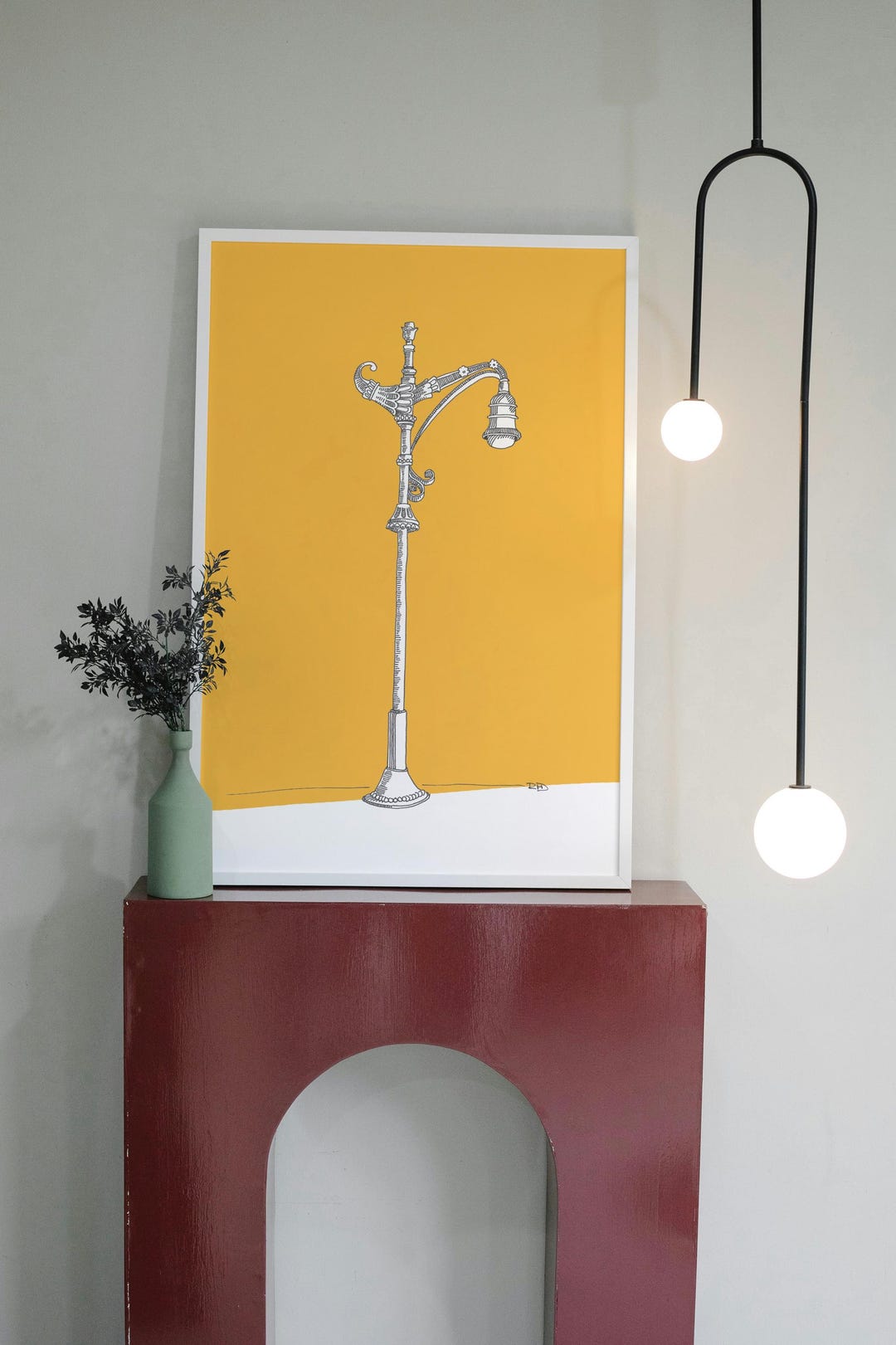 Lamp Post Print With Bright and Vibrant Colours. Color Options: Green ...