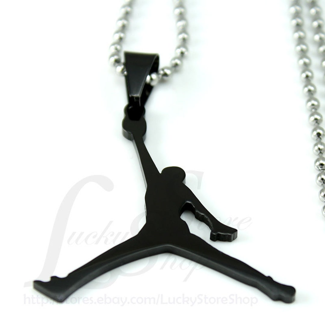 Jordan Jumpman Logo Cool Stainless Steel Pendant Necklace Silver Black ...