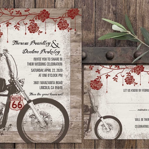 Biker Motorcycle Wedding Invitation DIY Printable Digital - Etsy