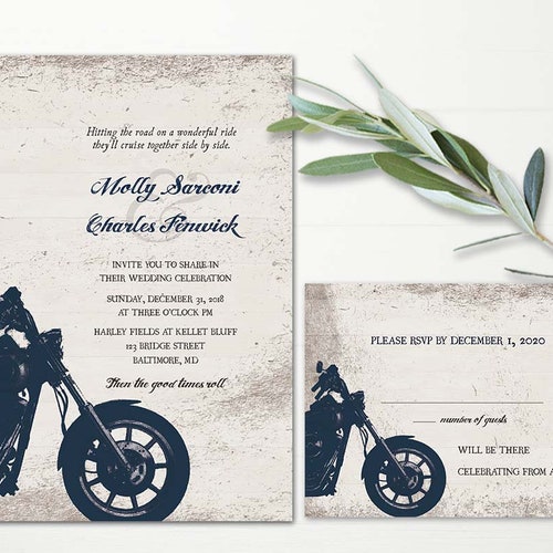 Biker Motorcycle Wedding Invitation DIY Printable Digital - Etsy