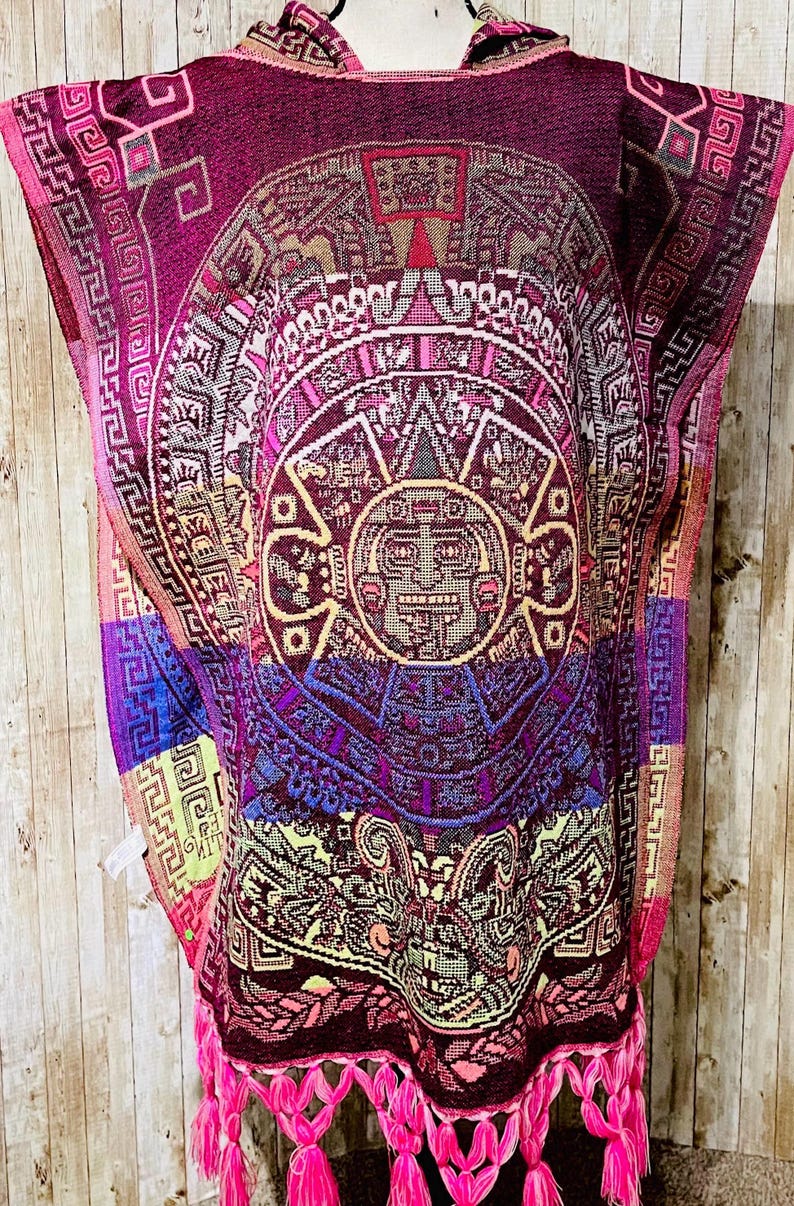 Gavan Poncho Mexicano Calendario Azteca Con Gorro Aztec Calendar ...