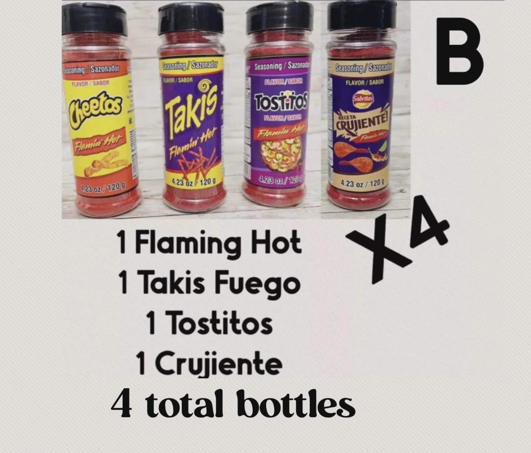 Takis Fuego Flamming Hot Cheetos Tostitos & Crujiente Seasoning Chilli ...