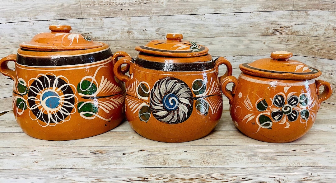 Terra Cota Clay Pot for Beans Soups Olla Tonala De Barro Para Caldos ...