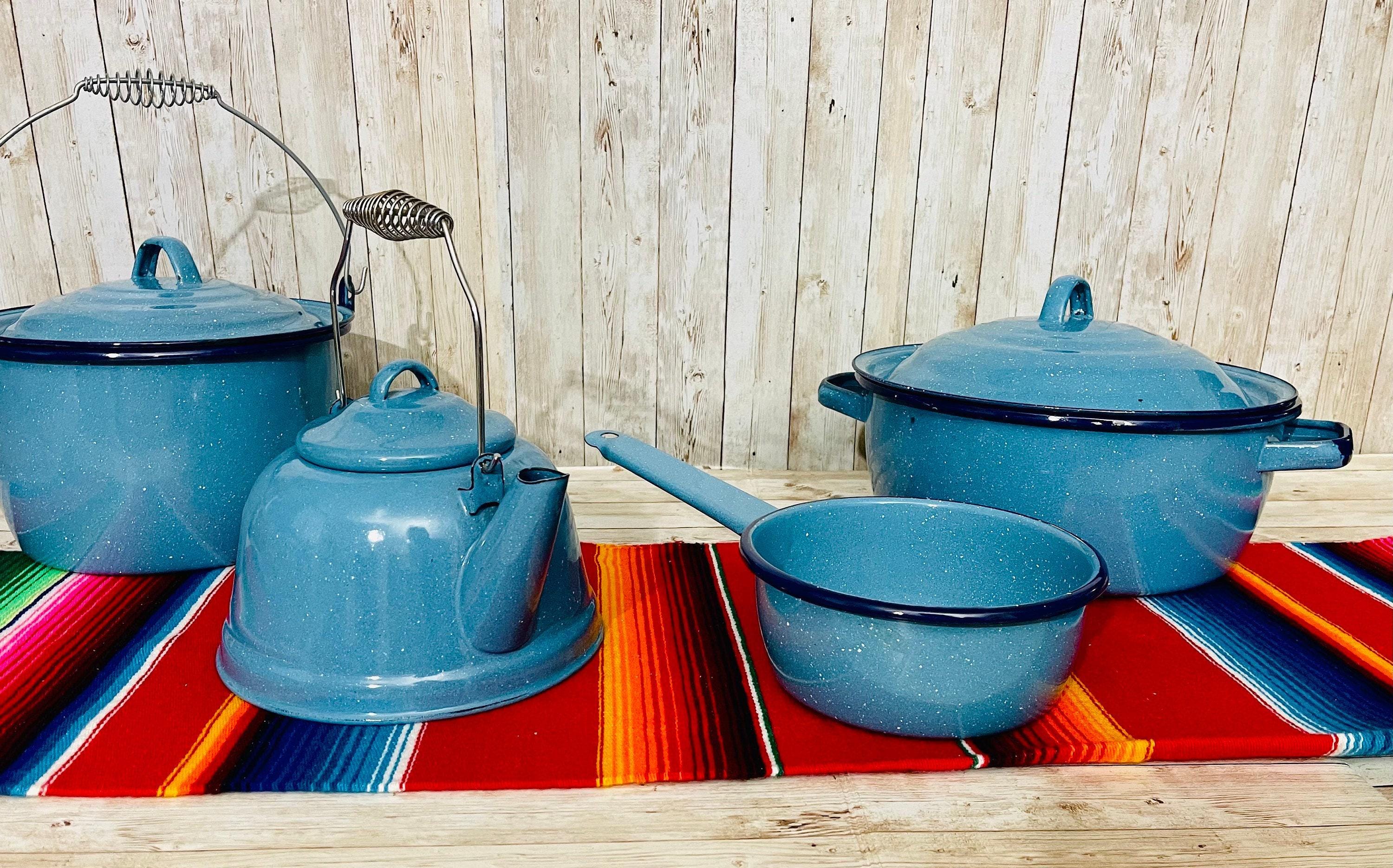 Mexican Enamelware Camping Set 1 Coffee/tea Pot 1 Frying Pan & 2 Pots ...