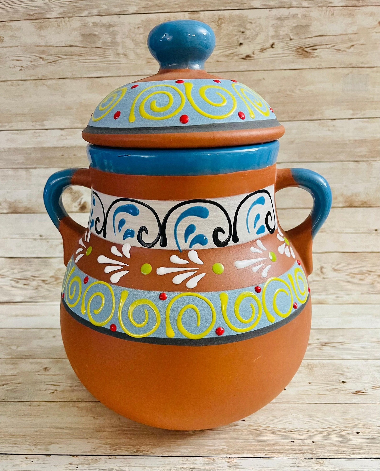 Olla De Barro Frijolera Con Tapa Clay Pot With Lid Fits up to 1 Kg ...