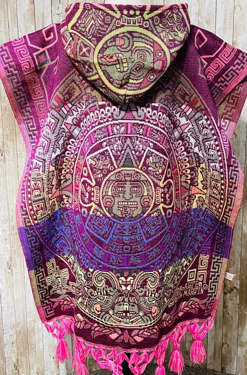 Gavan Poncho Mexicano Calendario Azteca Con Gorro Aztec Calendar ...
