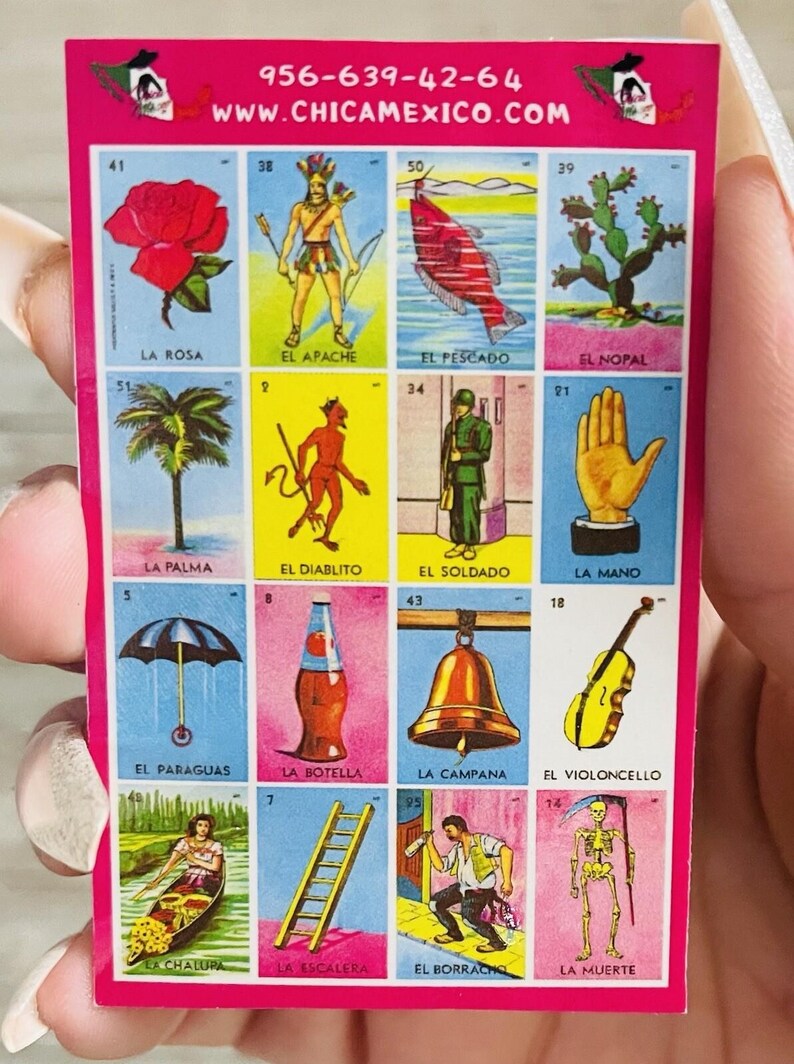50 Mini Loteria Mexican Bingo Game Boards Cards 3x2 Inches 50 Cartas De ...