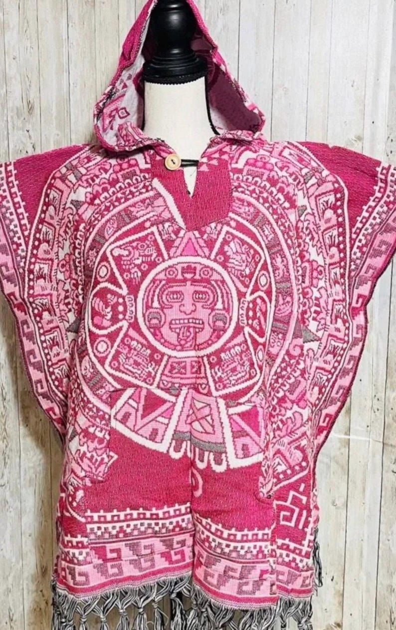 Poncho Calendario Azteca Con Gorra Mexican Hoodie - Etsy