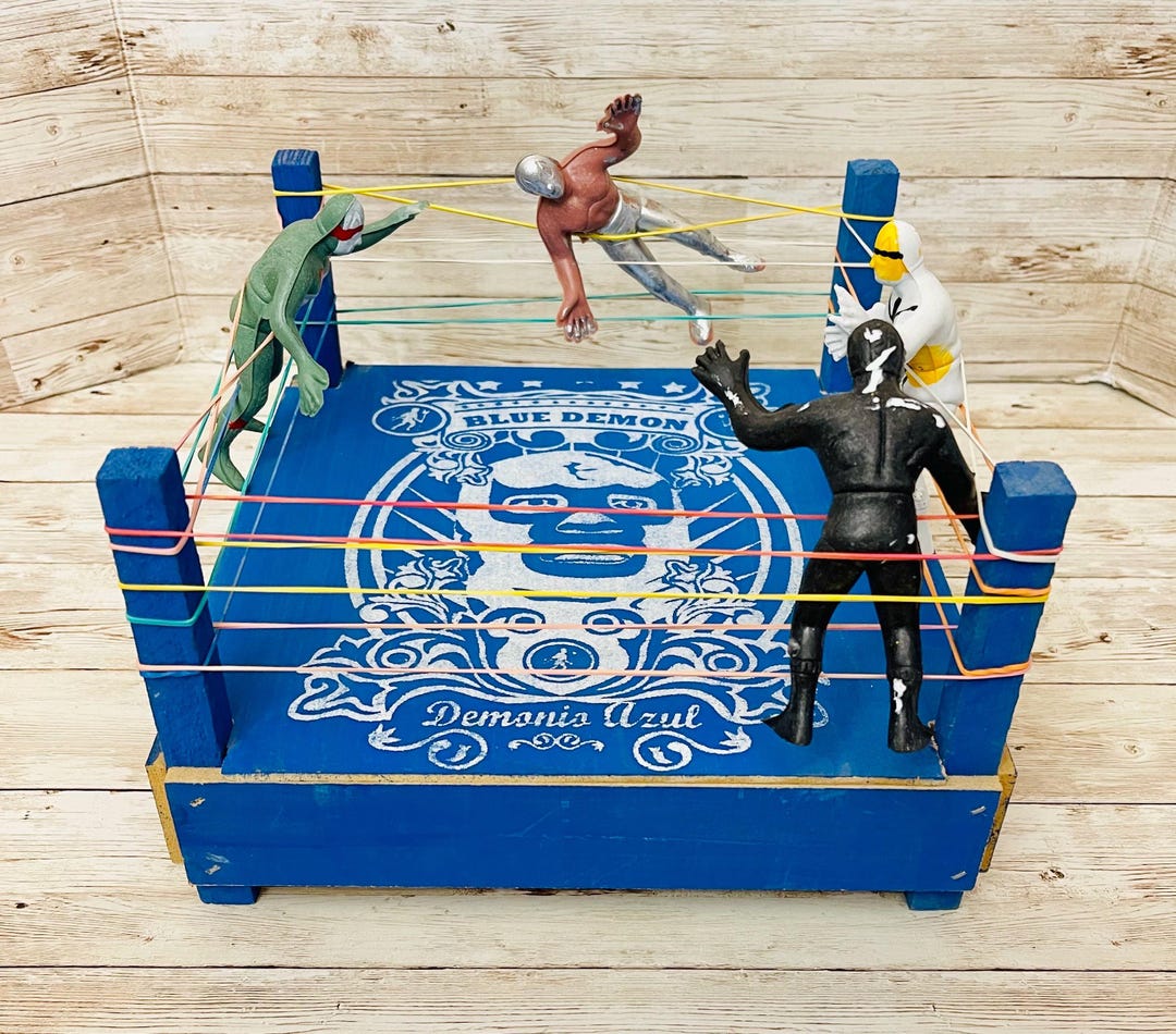 Mexican Lucha Libre Toy Wrestler Fighting Ring With 4 Luchadores Ring ...