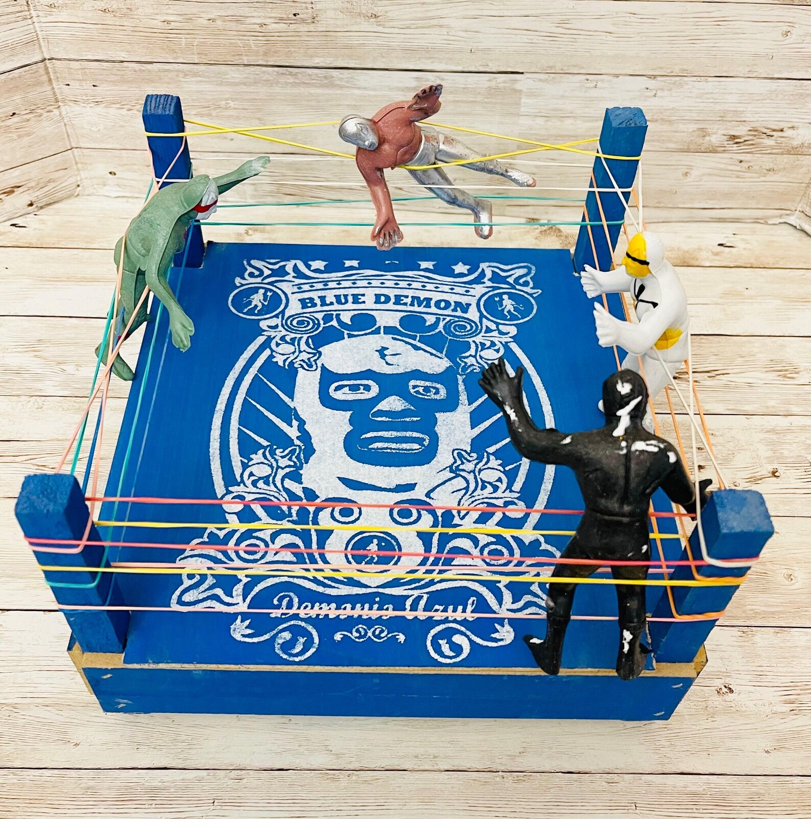 Mexican Lucha Libre Toy Wrestler Fighting Ring With 4 Luchadores Ring ...