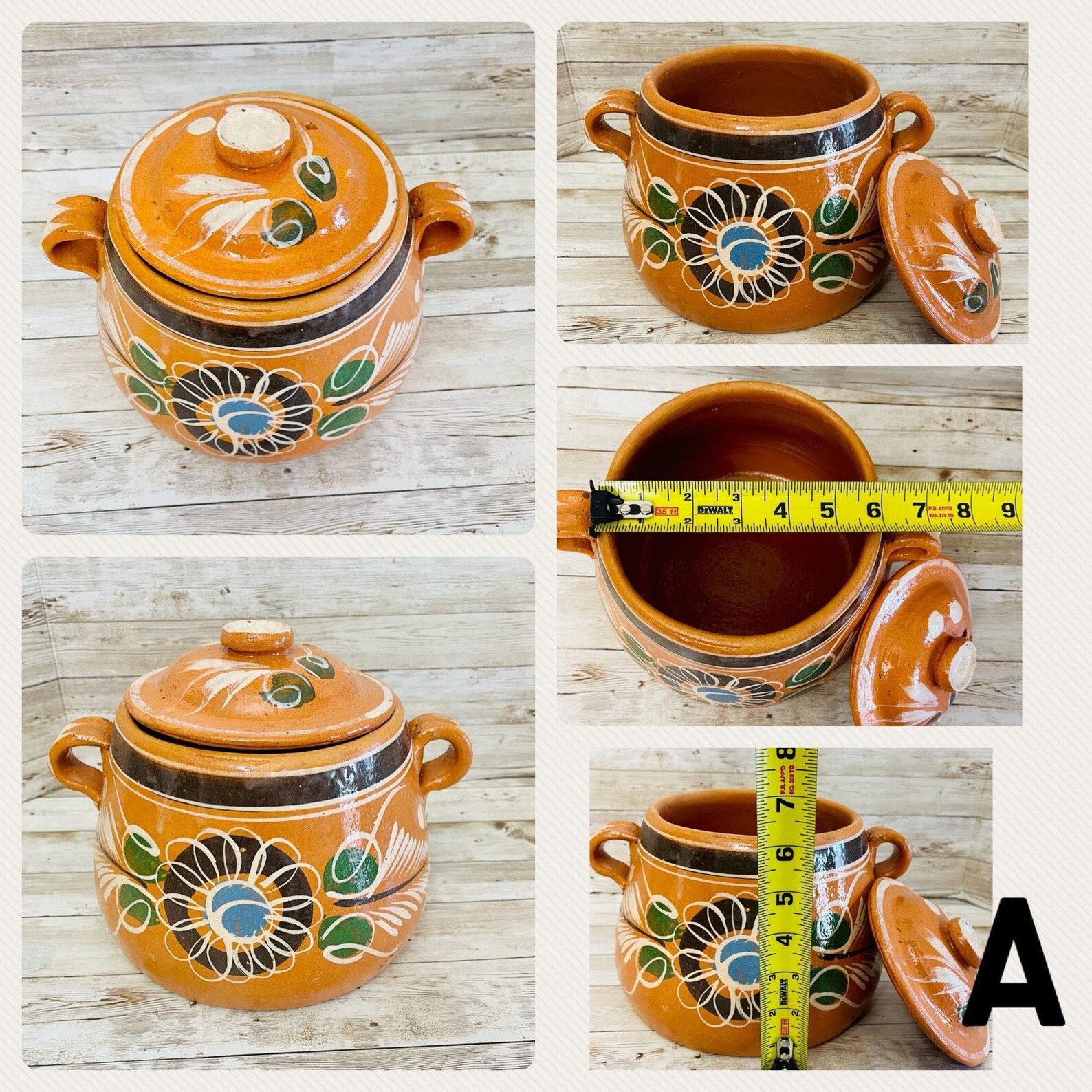 Terra Cota Clay Pot for Beans Soups Olla Tonala De Barro Para Caldos ...