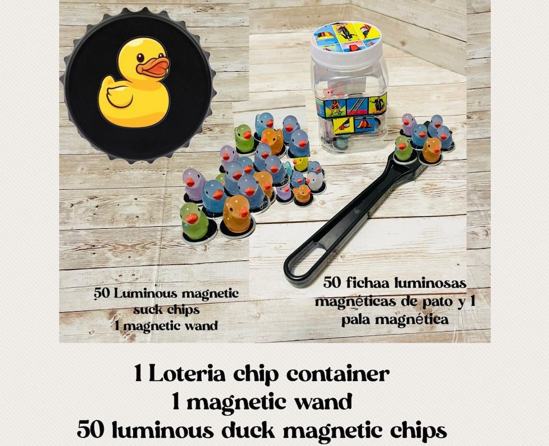 Loteria Bundle 50 Magnetic Chips Wand & Fichero De Pato Fichero Fichas ...