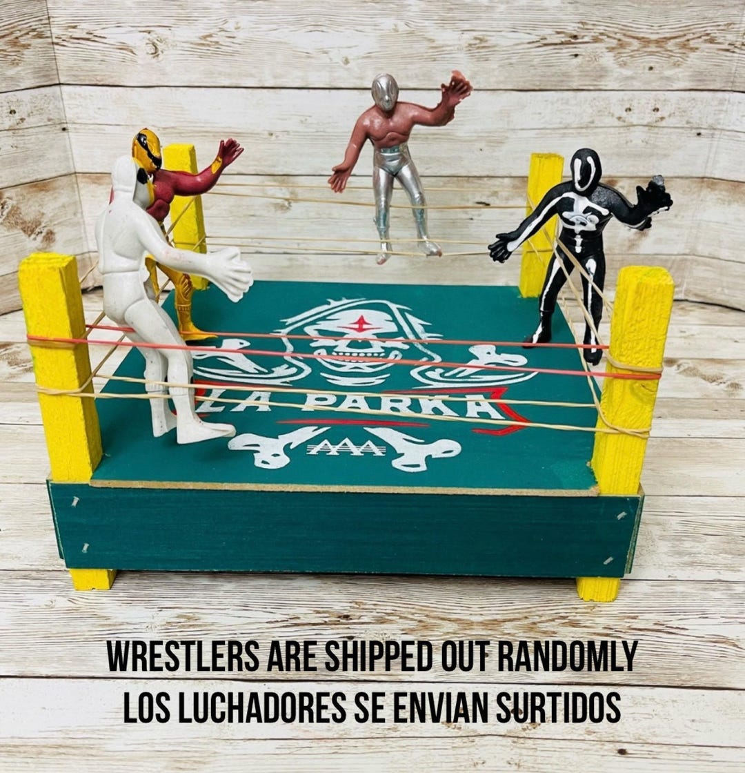 Mexican Lucha Libre Toy Wrestler Fighting Ring With 4 Luchadores Ring ...
