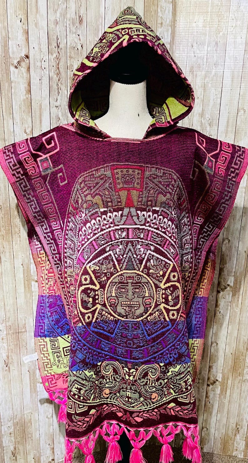 Gavan Poncho Mexicano Calendario Azteca Con Gorro Aztec Calendar ...