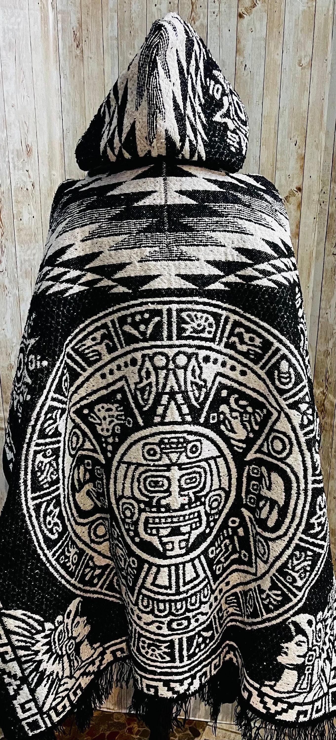 Mexican Poncho Gavan De Calendario Azteca Con Gorro Mexican PONCHO ...
