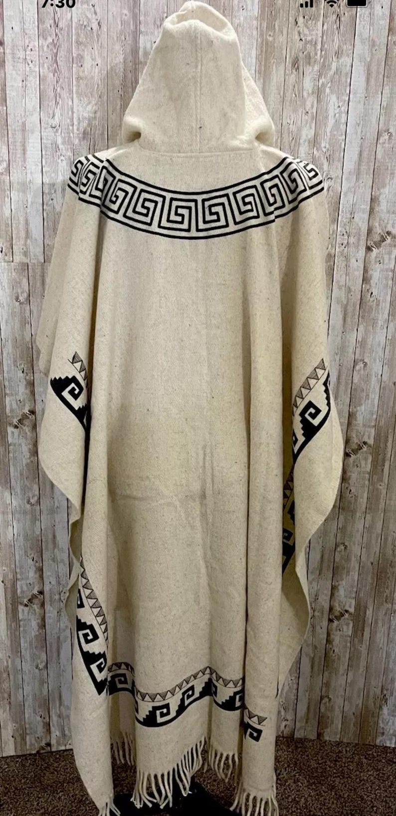 Mexican Aztec Warrior Wool PONCHO With Hoodie Poncho Mexicano De Lana ...