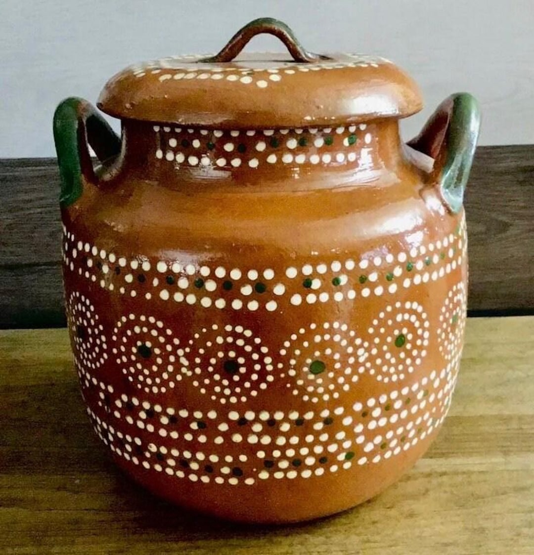 Olla De Barro Decorada Con Tapa Clay Pot With Lid Fits up to 2 Kg ...