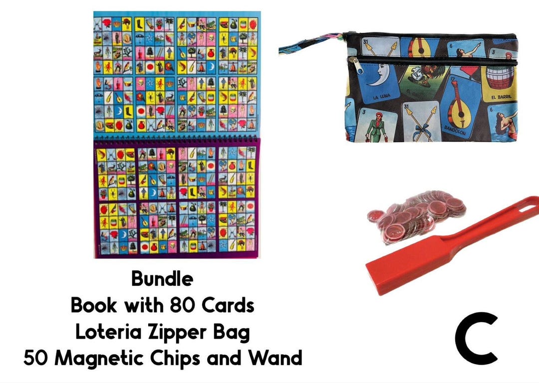 Libro De Loteria 80 Cartas Bolsa Fichas Y Pala LOTERIA Book Bundle With ...