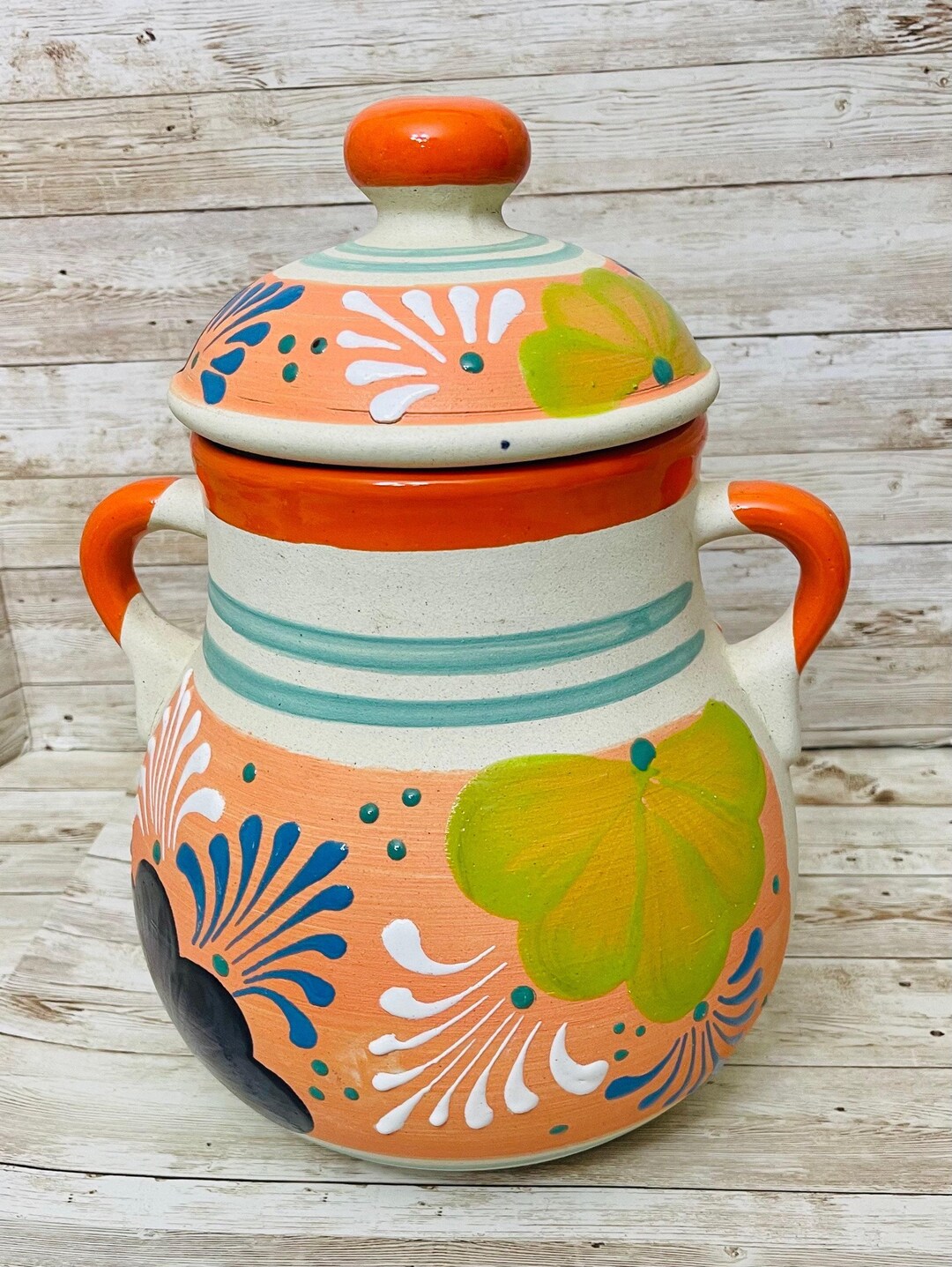 Olla De Barro Frijolera Con Tapa Terra Cota Pot With Lid Fits up to 128 ...