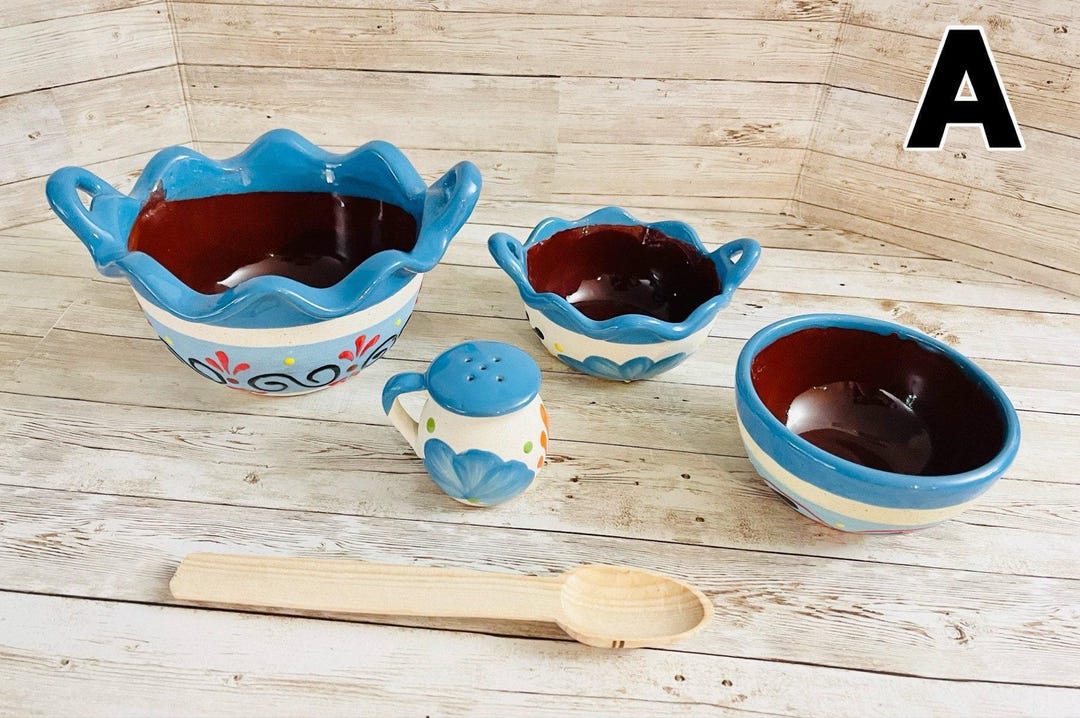 Terra Cota Mexican Clay Salsa Bowls Platos De Barro Engove - Etsy