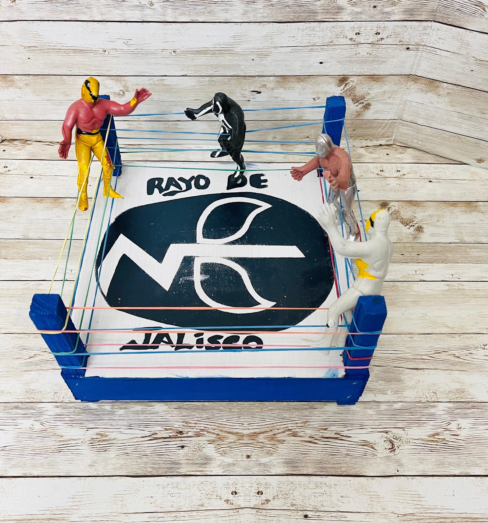 Mexican Lucha Libre Toy Wrestler Fighting Ring With 4 Luchadores Ring ...