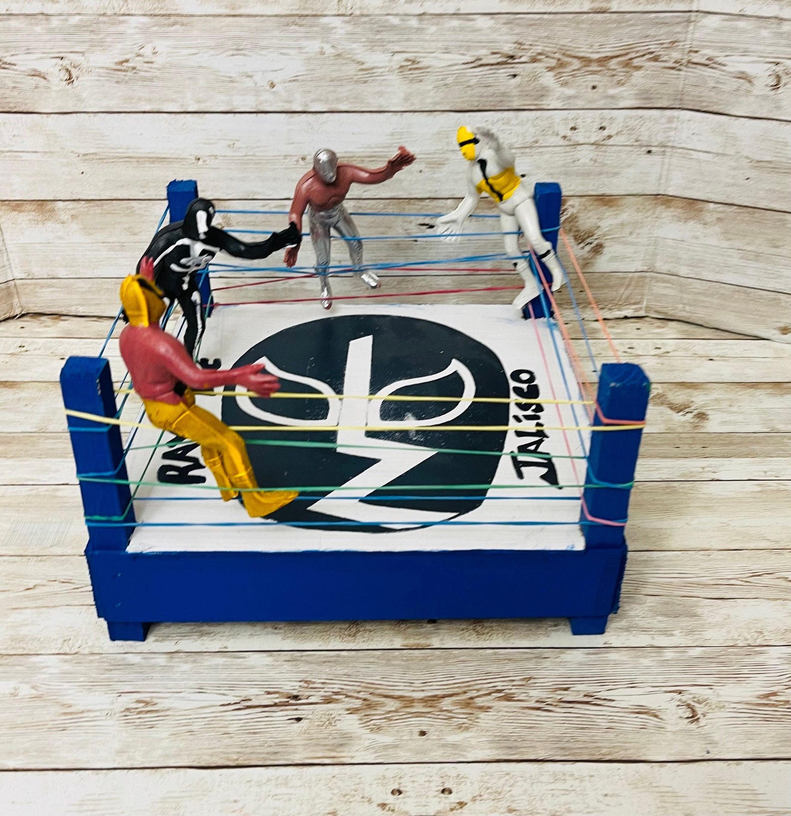 Mexican Lucha Libre Toy Wrestler Fighting Ring With 4 Luchadores Ring ...