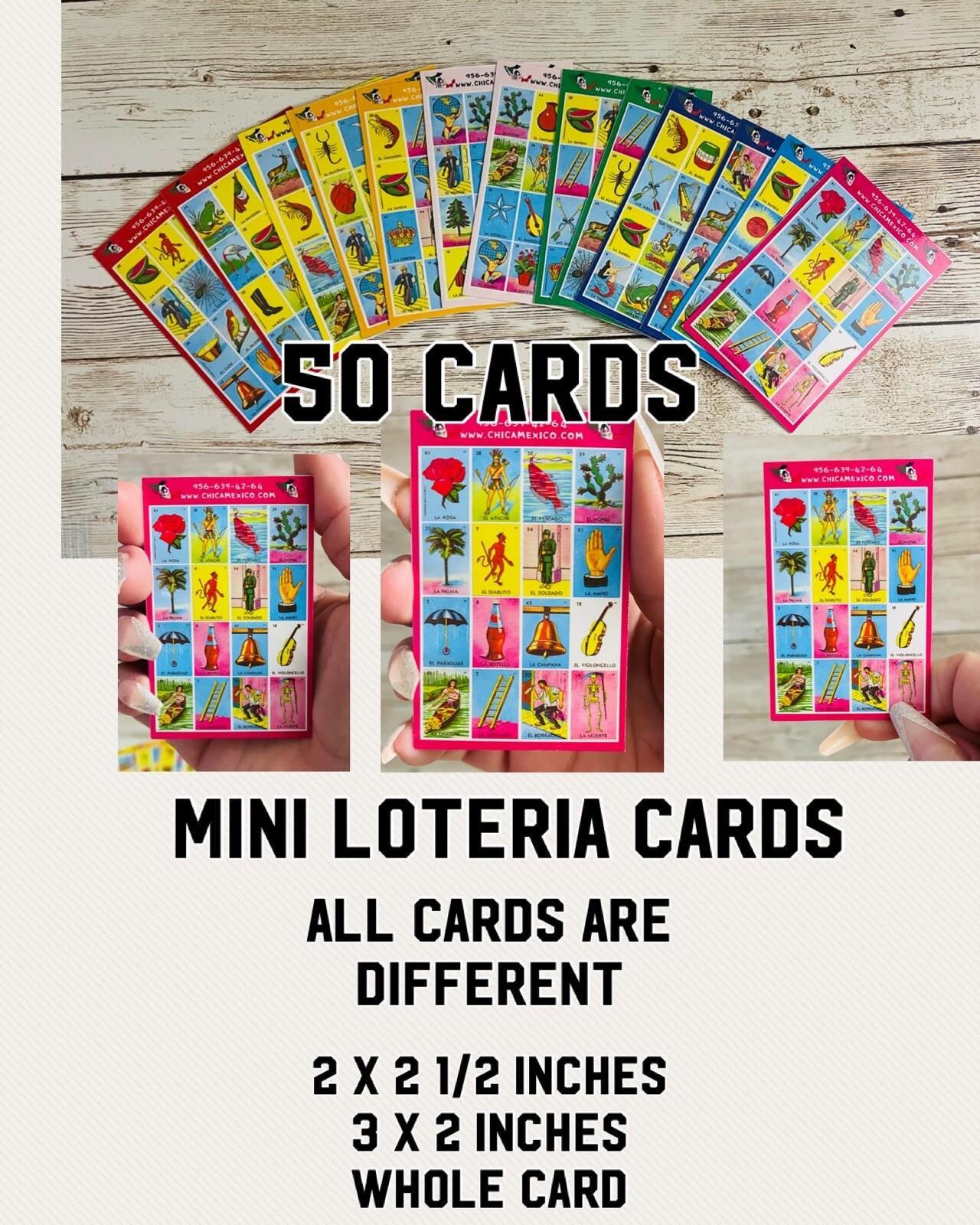 50 Mini Loteria Mexican Bingo Game Boards Cards 3x2 Inches 50 Cartas De ...