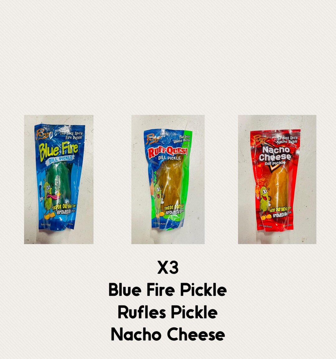 Dill Pickles Different Flavors Blue Fire, Ruffles and Nacho Cheese ...