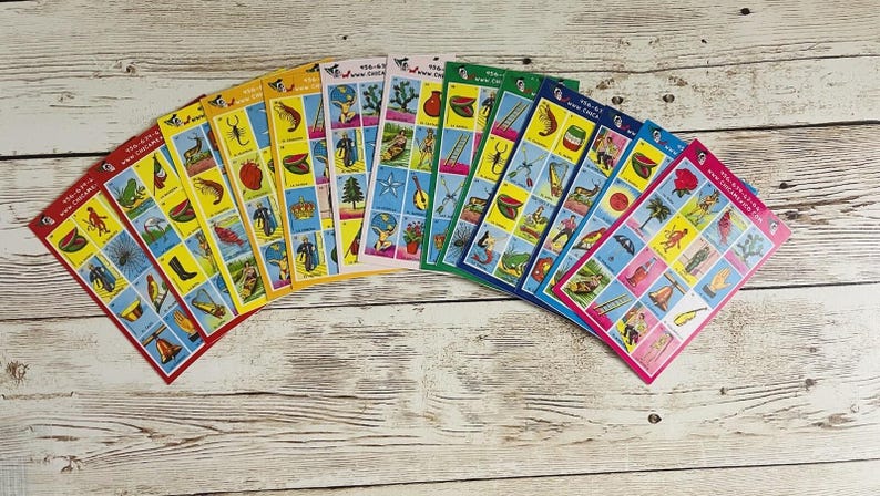 50 Mini Loteria Mexican Bingo Game Boards Cards 3x2 Inches 50 Cartas De ...