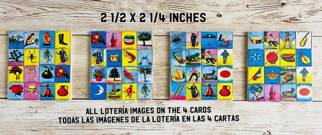 Mini Lotería Cards Size of Cards Are 2 1/4 X 2 1/2 Inches Cartas De ...