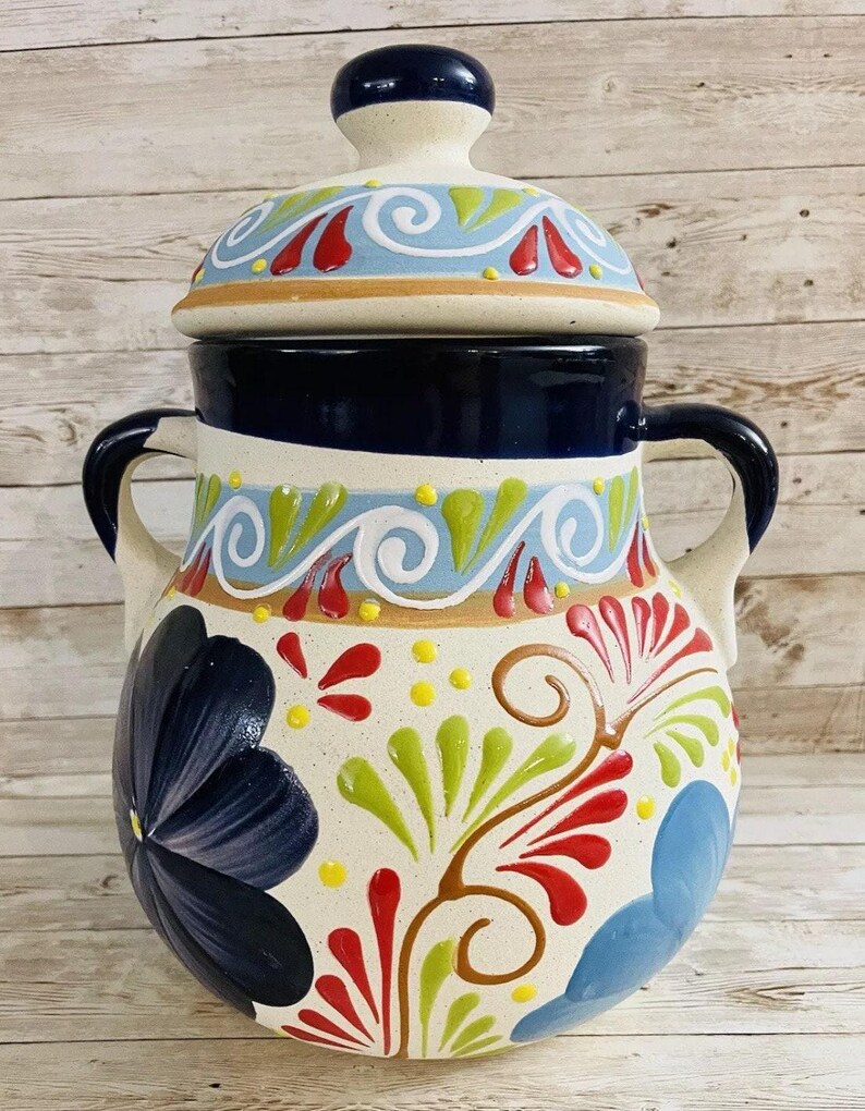 Olla De Barro Frijolera Con Tapa Terra Cota Pot With Lid Fits up to 128 ...