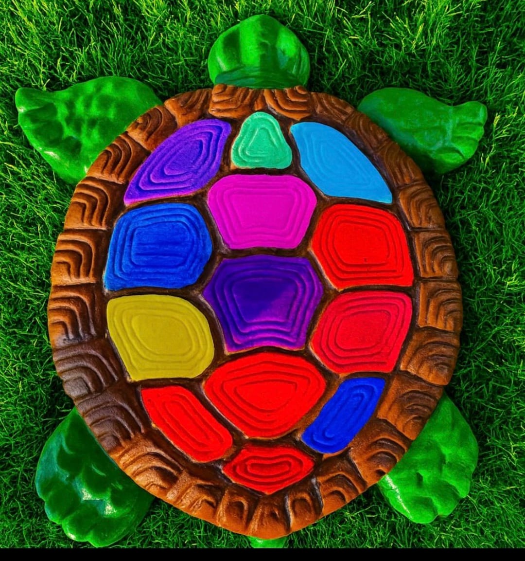 Handmade Colorful Concrete Garden Turtle Stepping Stone Garden Pathway ...