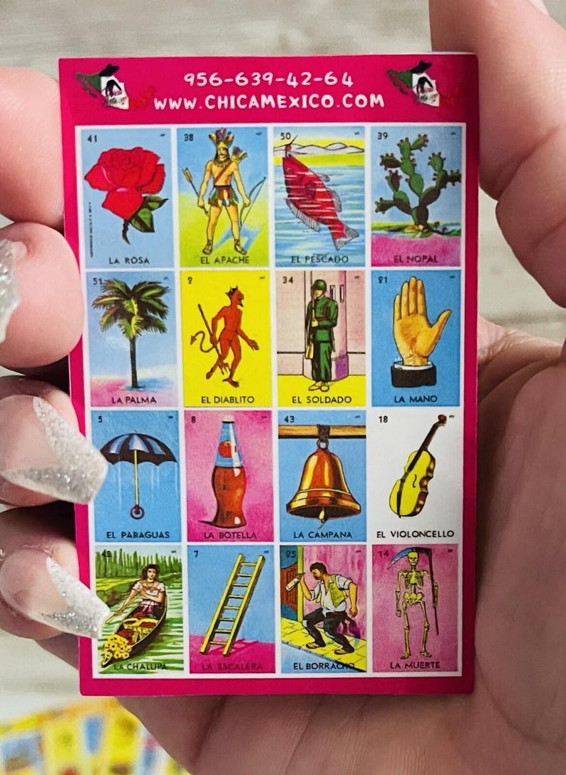 50 Mini Loteria Mexican Bingo Game Boards Cards 3x2 Inches 50 Cartas De ...