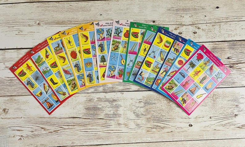 50 Mini Loteria Mexican Bingo Game Boards Cards 3x2 Inches 50 Cartas De ...