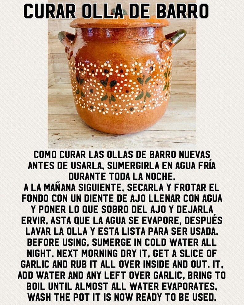 Olla De Barro Frijolera Con Tapa Terra Cota Pot With Lid Fits up to 128 ...